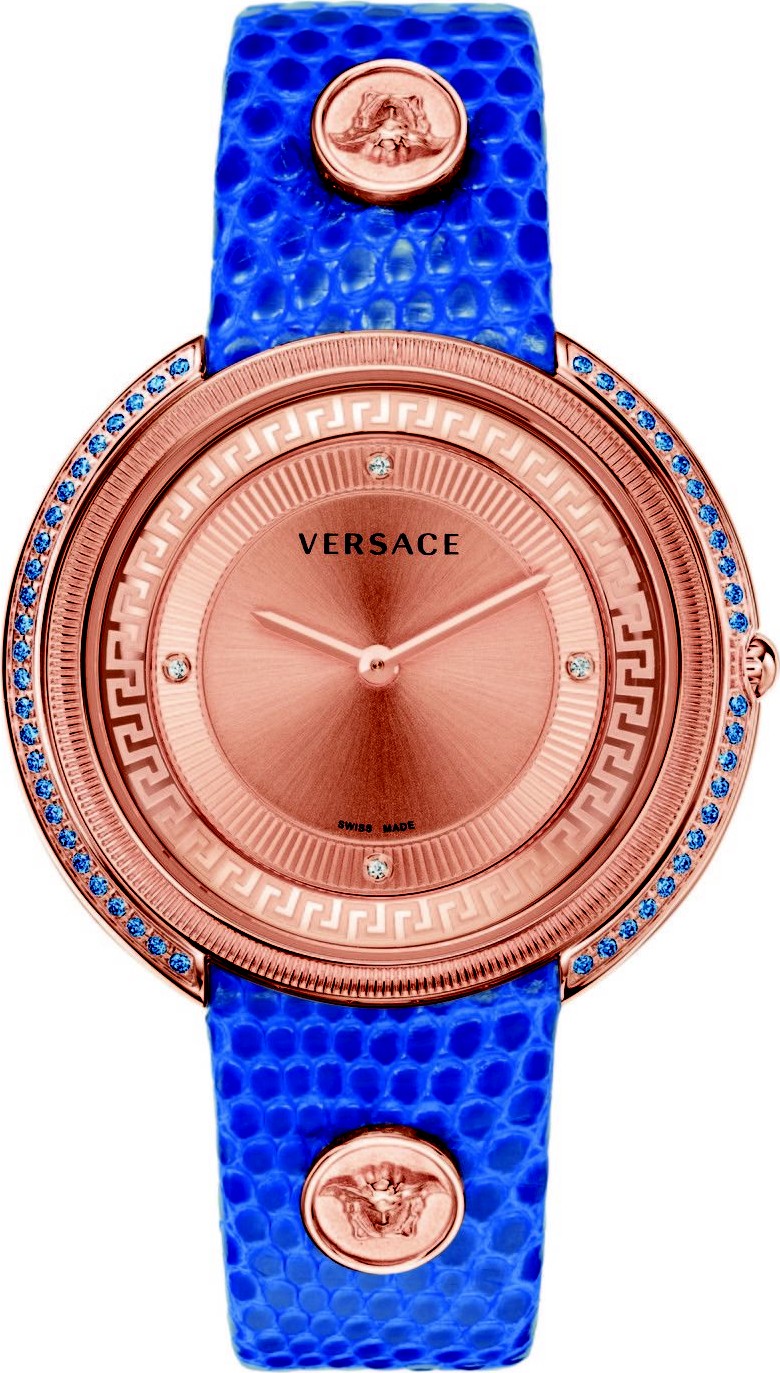 Versace VA7080013 Thea Diamond Gold IP Blue Watch 39mm